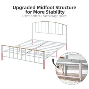 Amyove Queen Size Platform Bed Frame with 4 Storage Drawers, Mattress Foundation with Headboard & Footboard, Metal Platform Bed Steel Slat Support/No Box Spring Needed