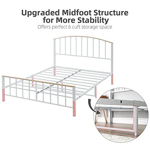 Amyove Queen Size Platform Bed Frame with 4 Storage Drawers, Mattress Foundation with Headboard & Footboard, Metal Platform Bed Steel Slat Support/No Box Spring Needed