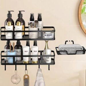 cit zcfyu shower caddy bathroom shelf organizer 3 pack, strong adhesive shower shelves for inside shower accessories,black shower corner basket with soap holder,stainless steel shower storage rack