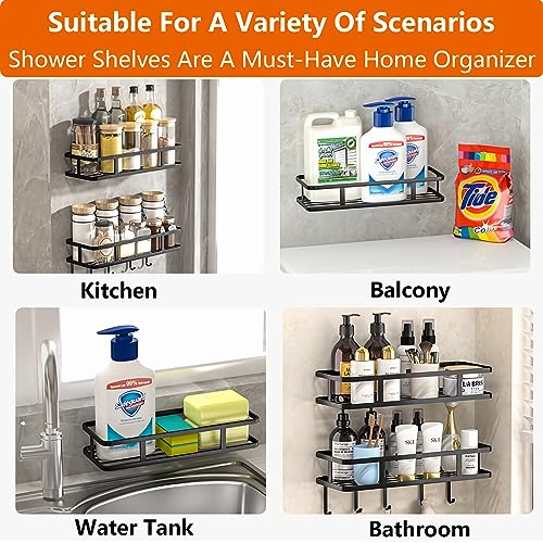 CIT ZCFYU Shower Caddy Bathroom Shelf Organizer 3 Pack, Strong Adhesive Shower Shelves for Inside Shower Accessories,Black Shower Corner Basket with Soap Holder,Stainless Steel Shower Storage Rack