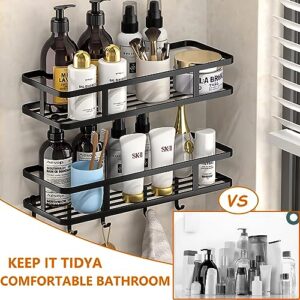 CIT ZCFYU Shower Caddy Bathroom Shelf Organizer 3 Pack, Strong Adhesive Shower Shelves for Inside Shower Accessories,Black Shower Corner Basket with Soap Holder,Stainless Steel Shower Storage Rack