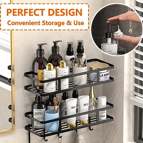 CIT ZCFYU Shower Caddy Bathroom Shelf Organizer 3 Pack, Strong Adhesive Shower Shelves for Inside Shower Accessories,Black Shower Corner Basket with Soap Holder,Stainless Steel Shower Storage Rack