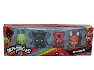 miraculous bandai ladybug and cat noir kwami surprise 4 pack | 4 kwami figurines inside | mystery kwami toys collect them all kwami figures with jewels for play and display