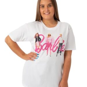 Barbie Women's Pink Logo T-Shirt | Iconic Brand | Fashionable Character Design | Comfortable Fit Movie Merchandise Gift - Medium