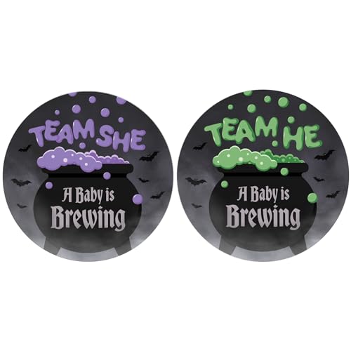 Baby is Brewing Halloween Gender Reveal Party - Bubbling Witch Cauldron Team He or Team She - 40 Stickers