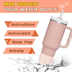 WUQID Protective Bling Heart Texture Silicone Boot Sleeve for Stanle Tumbler Quencher 40oz 30oz 20oz & IceFlow Flip 20-30oz and 12-24oz Hydro Sport Flask Bottles, Anti-Slip Bottle Bottom Sleeve Cover