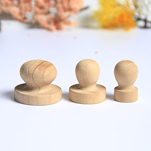 TEHAUX 5pcs Stamp Handle Closet Dresser Nails Tools Doll Furniture Nail Stamper Round Furniture knobs Wood Door knob Wooden Seal DIY Stamp Dedicated Clay Wax Model die Child Crafts Bamboo