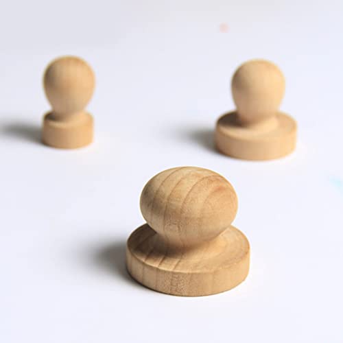 TEHAUX 5pcs Stamp Handle Closet Dresser Nails Tools Doll Furniture Nail Stamper Round Furniture knobs Wood Door knob Wooden Seal DIY Stamp Dedicated Clay Wax Model die Child Crafts Bamboo