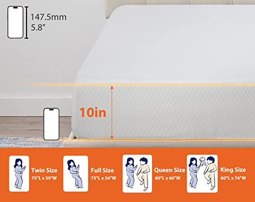 HWGEBY 10 Inch Queen Matress in a Box, Memory Foam Mattress Certipur US Certified, Medium Firm Mattress for Sleep and Pressure Relief