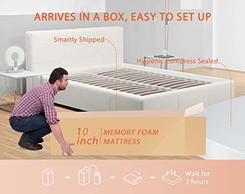 HWGEBY 10 Inch Queen Matress in a Box, Memory Foam Mattress Certipur US Certified, Medium Firm Mattress for Sleep and Pressure Relief