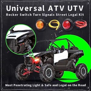 Pre-wired ATV UTV Turn Signal Kit, Universal Street Legal Kit with Rocker Switch Flasher Relay Compatible with Polaris RZR Ranger Turbo Can-Am, Side by Side Turn Signal Light Set (Vertical&Horizontal)