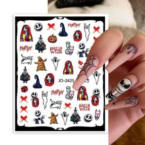 halloween nail art stickers decals 6 sheets halloween theme 3d nail stickers halloween nail art supplies pumpkin ghost puppet dolls bats terror castle witches design stickers for women kids