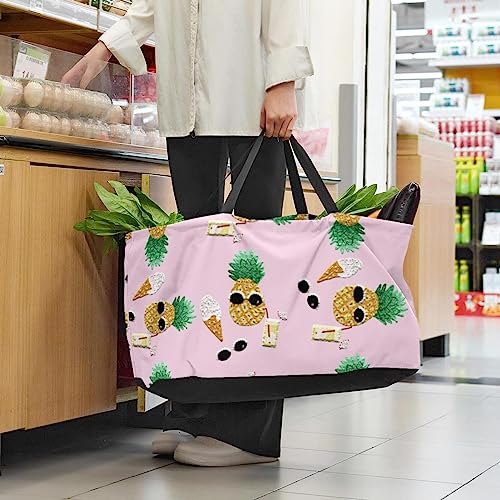 Cartoon Fruit Full Print Large Capacity Laundry Organizer Tote Bag - Reusable and Foldable Oxford Cloth Shopping Bags