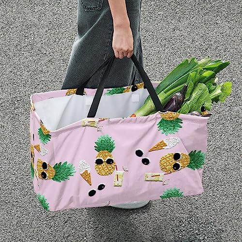 Cartoon Fruit Full Print Large Capacity Laundry Organizer Tote Bag - Reusable and Foldable Oxford Cloth Shopping Bags