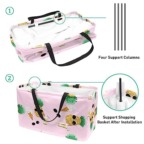 Cartoon Fruit Full Print Large Capacity Laundry Organizer Tote Bag - Reusable and Foldable Oxford Cloth Shopping Bags