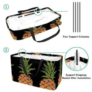 Pineapple Full Print Large Capacity Laundry Organizer Tote Bag - Reusable and Foldable Oxford Cloth Shopping Bags