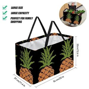 Pineapple Full Print Large Capacity Laundry Organizer Tote Bag - Reusable and Foldable Oxford Cloth Shopping Bags