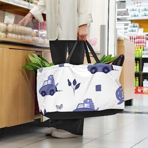 Dinosaur Full Print Large Capacity Laundry Organizer Tote Bag - Reusable and Foldable Oxford Cloth Shopping Bags