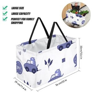 Dinosaur Full Print Large Capacity Laundry Organizer Tote Bag - Reusable and Foldable Oxford Cloth Shopping Bags