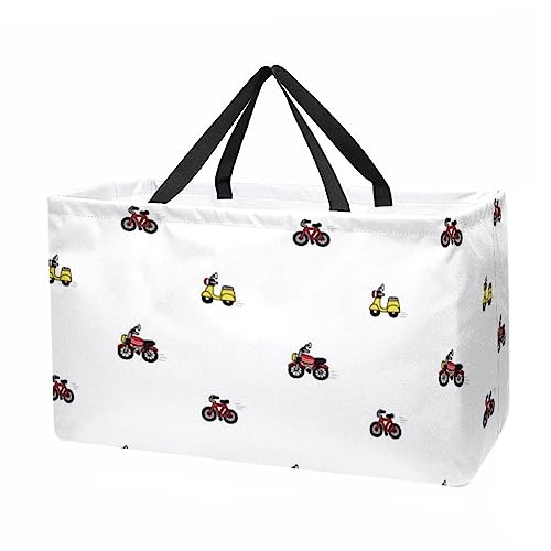 Bicycle Full Print Large Capacity Laundry Organizer Tote Bag - Reusable and Foldable Oxford Cloth Shopping Bags