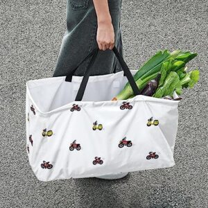 Bicycle Full Print Large Capacity Laundry Organizer Tote Bag - Reusable and Foldable Oxford Cloth Shopping Bags