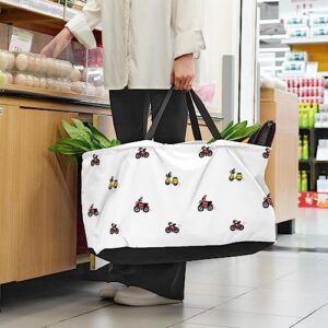 Bicycle Full Print Large Capacity Laundry Organizer Tote Bag - Reusable and Foldable Oxford Cloth Shopping Bags