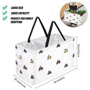 Bicycle Full Print Large Capacity Laundry Organizer Tote Bag - Reusable and Foldable Oxford Cloth Shopping Bags