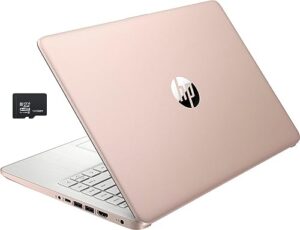 hp 14 laptop for college students, school, 14 inch hd display, intel celeron n4120, 8gb ram, 192gb storage (64gb emmc + 128gb sd card), windows 11, 1 year office 365, webcam, rose gold, pcm