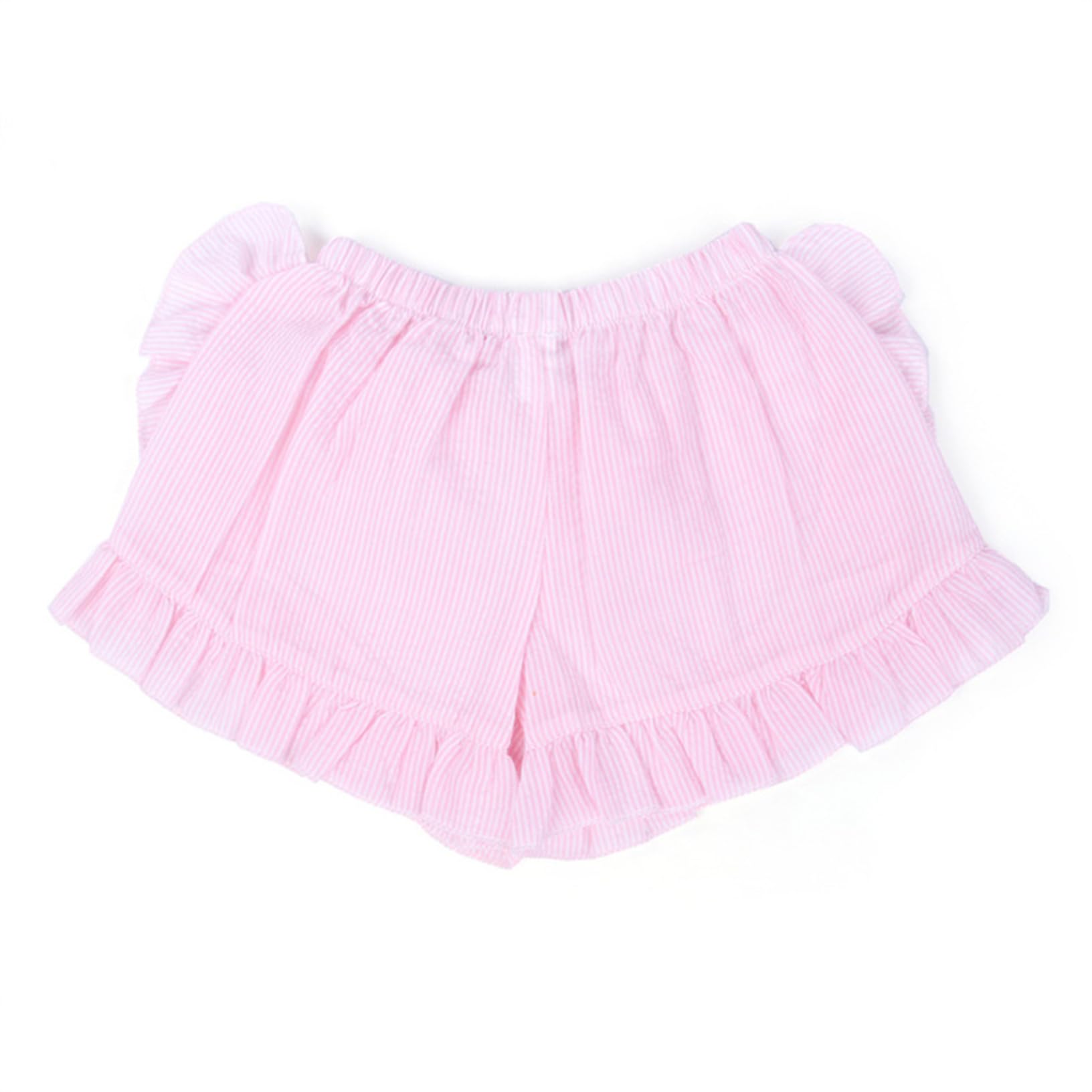 Kaerm Little Girls Summer Shorts Breathable Cotton Ruffle Hear-Shaped Pull On Boyshorts Pants