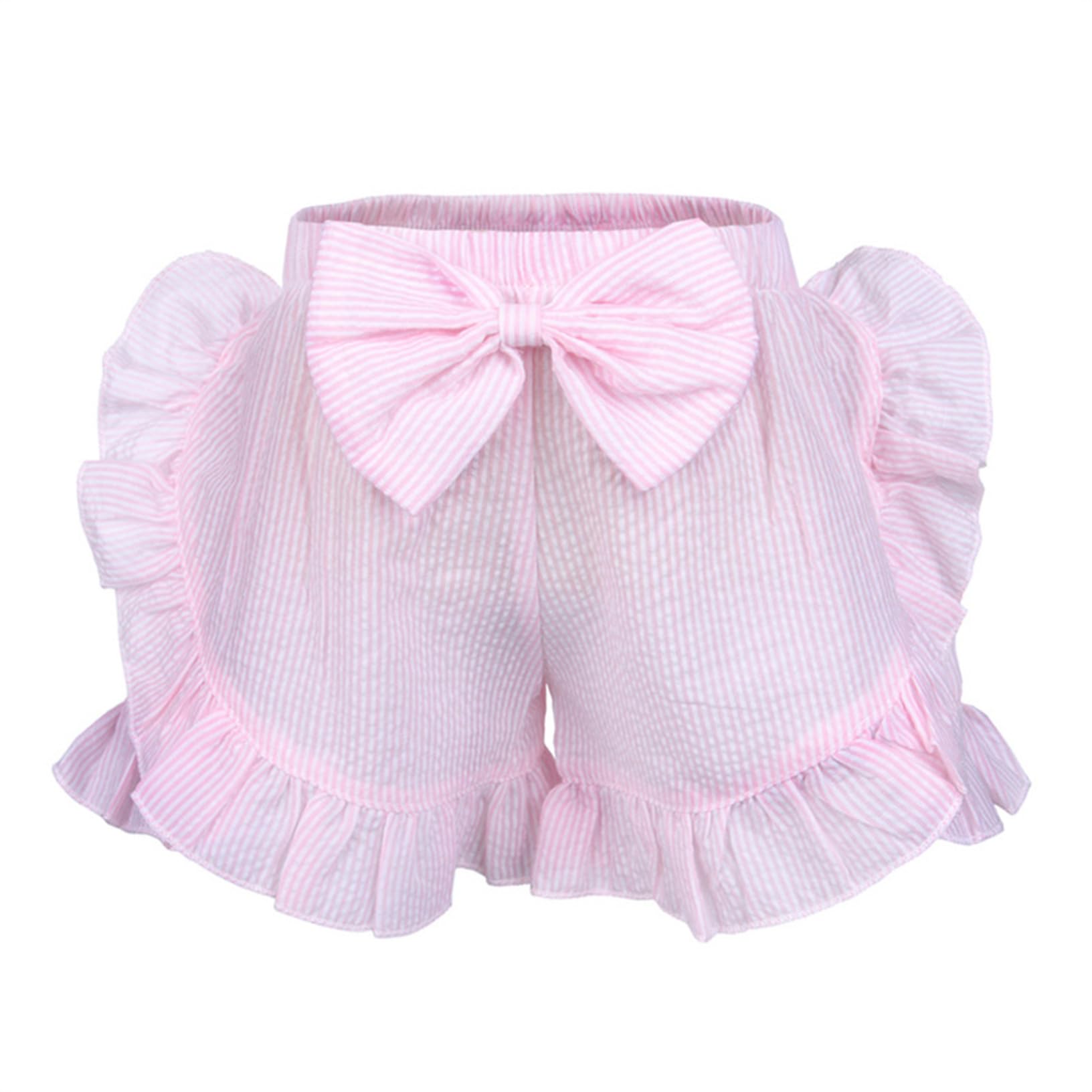 Kaerm Little Girls Summer Shorts Breathable Cotton Ruffle Hear-Shaped Pull On Boyshorts Pants