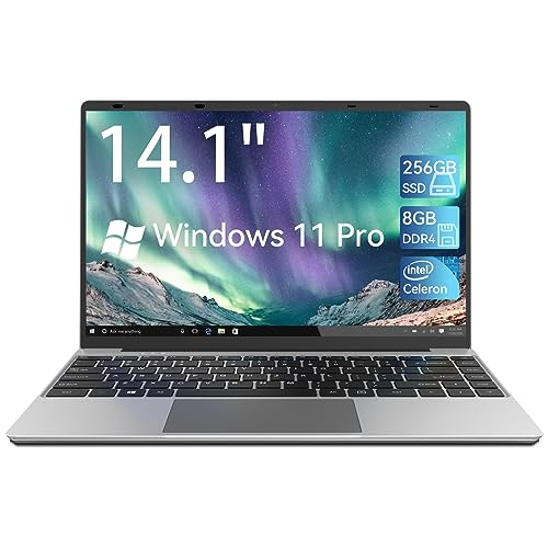 Intel Celeron N4020C 14.1" Laptop, 8GB DDR4 Memory, 256GB SSD, FHD Display for Work and Entertainment, Expandable 1TB SSD, Ultra Slim, USB3.0, Webcam, TF Card