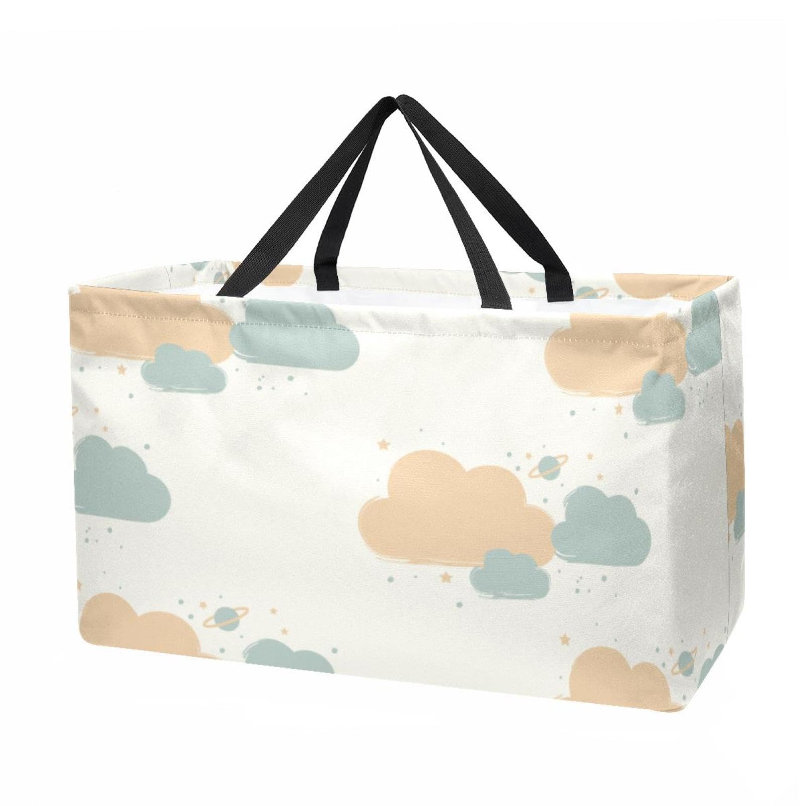 Cloud Full Print Large Capacity Laundry Organizer Tote Bag - Reusable and Foldable Oxford Cloth Shopping Bags