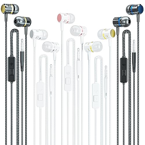 Earbuds Wired with Microphone 5 Pack, Noise Isolating in-Ear Headphones, Earphones with Powerful Heavy Bass Stereo, High Definition Compatible with Android, iPad, Laptops, MP3 Most 3.5mm Jack