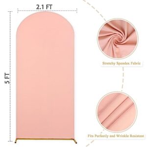 FUHSY Wedding Arch Backdrop Cover 2.1x5FT Round Top Wedding Arch Cover Party Arch Covers Stretchy Backdrop Fabric for Balloon Stand Chiara Backdrop Arch Fabric Cover for Birthday Reception Dusty Rose