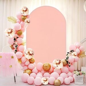 FUHSY Wedding Arch Backdrop Cover 2.1x5FT Round Top Wedding Arch Cover Party Arch Covers Stretchy Backdrop Fabric for Balloon Stand Chiara Backdrop Arch Fabric Cover for Birthday Reception Dusty Rose