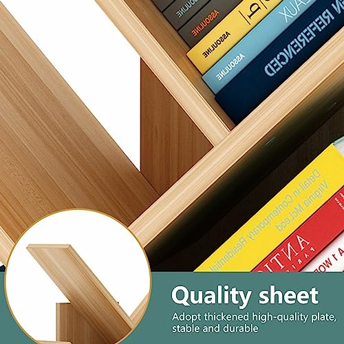 Tree Bookshelf 8-Tier Wooden Bookshelves,Tall Wood Book Storage Rack for Books, Strong Bearing Capacity Space Saving Book Tree Wooden Color