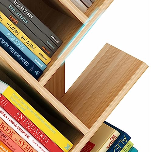 Tree Bookshelf 8-Tier Wooden Bookshelves,Tall Wood Book Storage Rack for Books, Strong Bearing Capacity Space Saving Book Tree Wooden Color