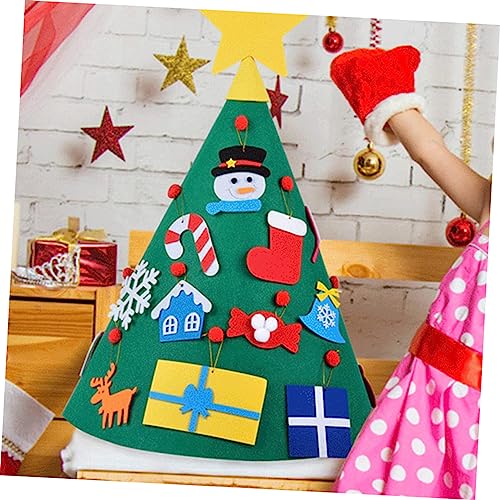 Toyvian 1 Set Christmas Toys Decorations for Home Christmas Ornaments Toddler Arts and Crafts Kids DIY Christmas Tree DIY Felt Christmas Ornaments Felt Wall Christmas Tree Non-Woven Toy 3D