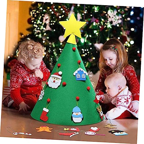 Toyvian 1 Set Christmas Toys Decorations for Home Christmas Ornaments Toddler Arts and Crafts Kids DIY Christmas Tree DIY Felt Christmas Ornaments Felt Wall Christmas Tree Non-Woven Toy 3D