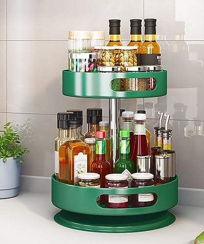 2 Tier Lazy Susan Organizer for Kitchen,Turntable for Cabinet,Turntable Organizer for Cabinet Pantry Table Organization