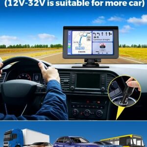 Portable Car Stereo Wireless Apple Carplay Android Auto with 7" HD IPS Touch Screen Car Radio Audio Receivers Bluetooth5.0, AirPlay, GPS Navigation for Car, Siri/Google Assistant, Calling, AUX/FM