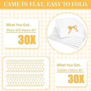 Fulmoon 30 Pcs Large Thank You Gift Boxes with Lids 10 x 10 x 4 Inch Bridesmaid Proposal Box with Ribbon Kraft Paper Present Wrap Box for Wedding Anniversaries Birthday Packaging Baby Shower(White)