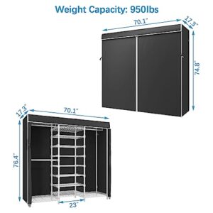 VIPEK S3C Heavy Duty Portable Closet, Adjustable Shoe Rack Wire Shelf, Large Wardrobe Organizer for Bedroom Storage, Free Standing Clothes Rack, Custom White Rack with Black Cover