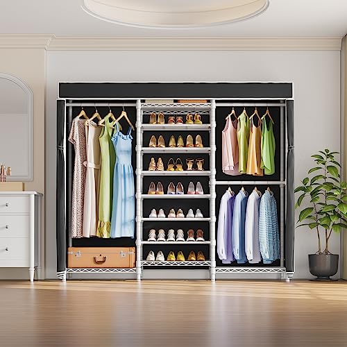 VIPEK S3C Heavy Duty Portable Closet, Adjustable Shoe Rack Wire Shelf, Large Wardrobe Organizer for Bedroom Storage, Free Standing Clothes Rack, Custom White Rack with Black Cover