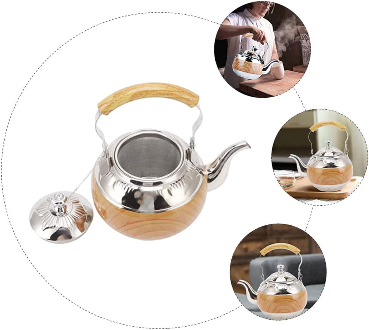 Yardwe stainless steel teapot pour over coffee kettle water boiling pot stovetop tea kettle water boiling kettle boiling water kettle stainless steel water kettle honk office with handle