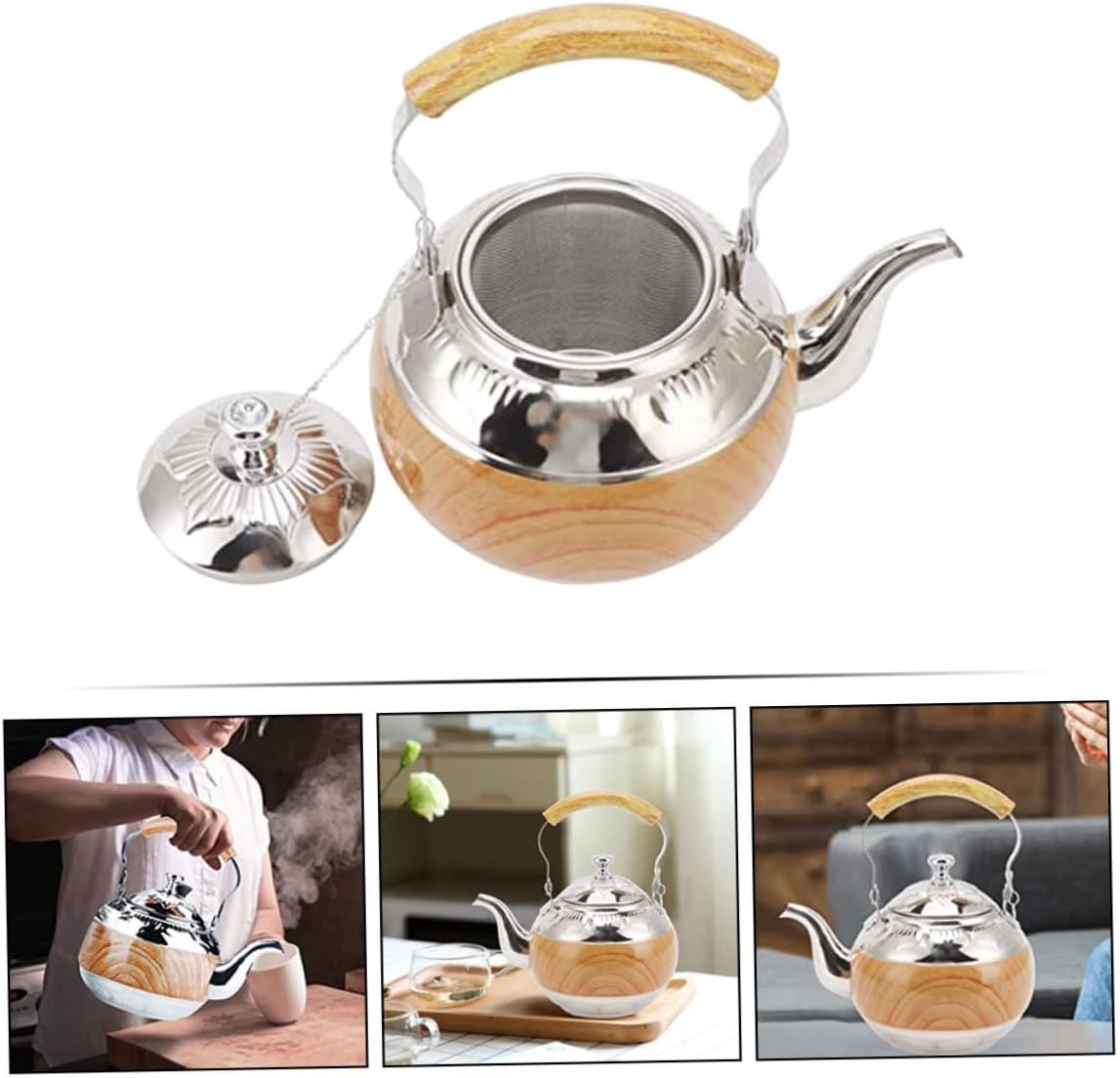 Yardwe stainless steel teapot pour over coffee kettle water boiling pot stovetop tea kettle water boiling kettle boiling water kettle stainless steel water kettle honk office with handle