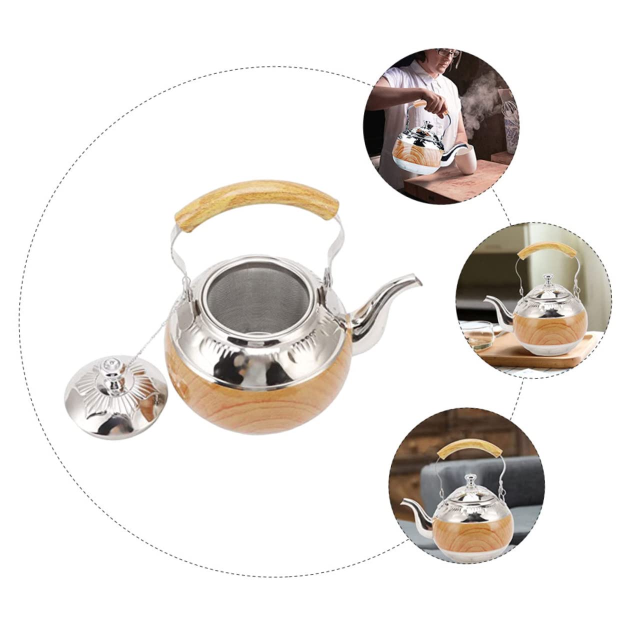 Yardwe stainless steel teapot pour over coffee kettle water boiling pot stovetop tea kettle water boiling kettle boiling water kettle stainless steel water kettle honk office with handle