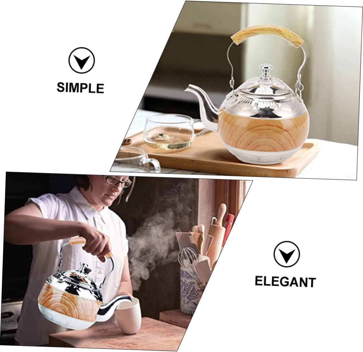 Yardwe stainless steel teapot pour over coffee kettle water boiling pot stovetop tea kettle water boiling kettle boiling water kettle stainless steel water kettle honk office with handle