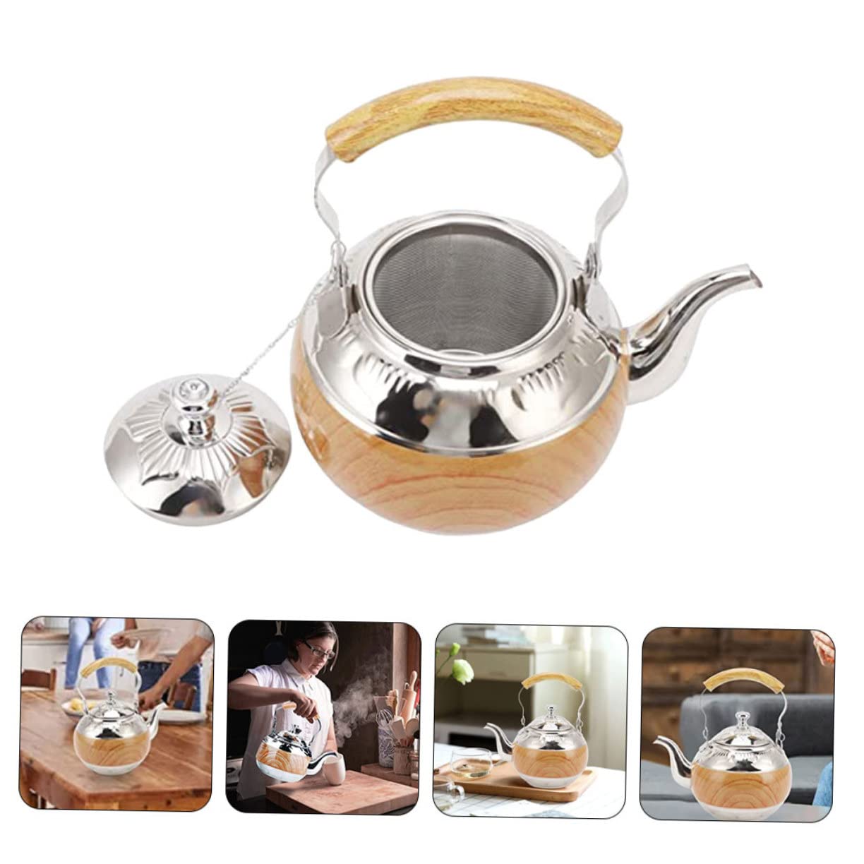 Yardwe stainless steel teapot pour over coffee kettle water boiling pot stovetop tea kettle water boiling kettle boiling water kettle stainless steel water kettle honk office with handle