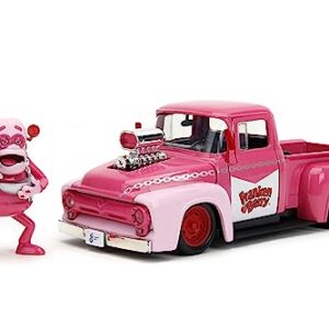 Franken Berry 1:24 1956 Ford F-100 Die-Cast Car & 2.75" Franken Berry Figure, Toys for Kids and Adults,Pink